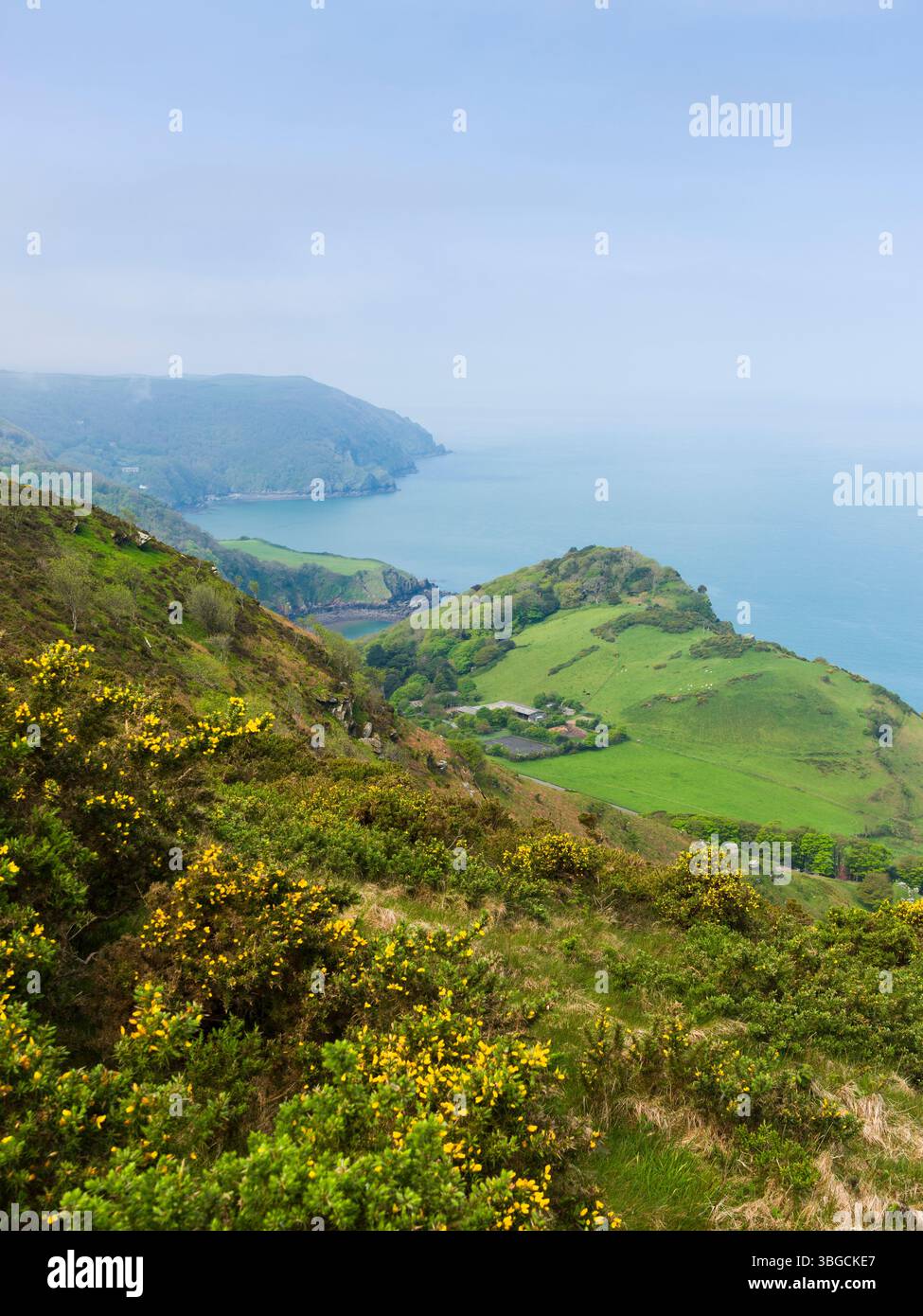 The view west along the Exmoor National Park coastline from South ...