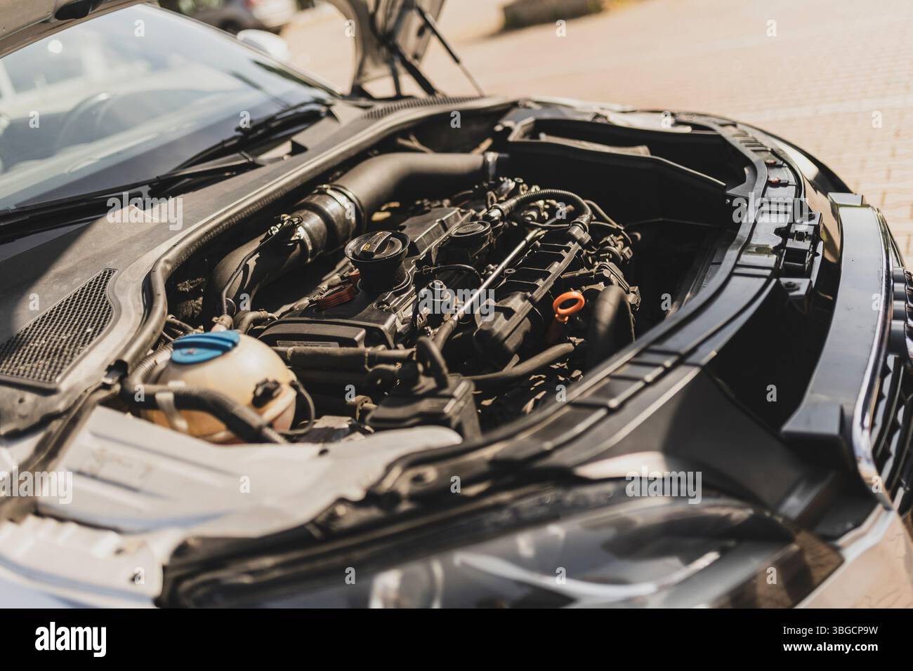 Milan, italy 4 june 2025, modern powerful car engine showing pistons ...