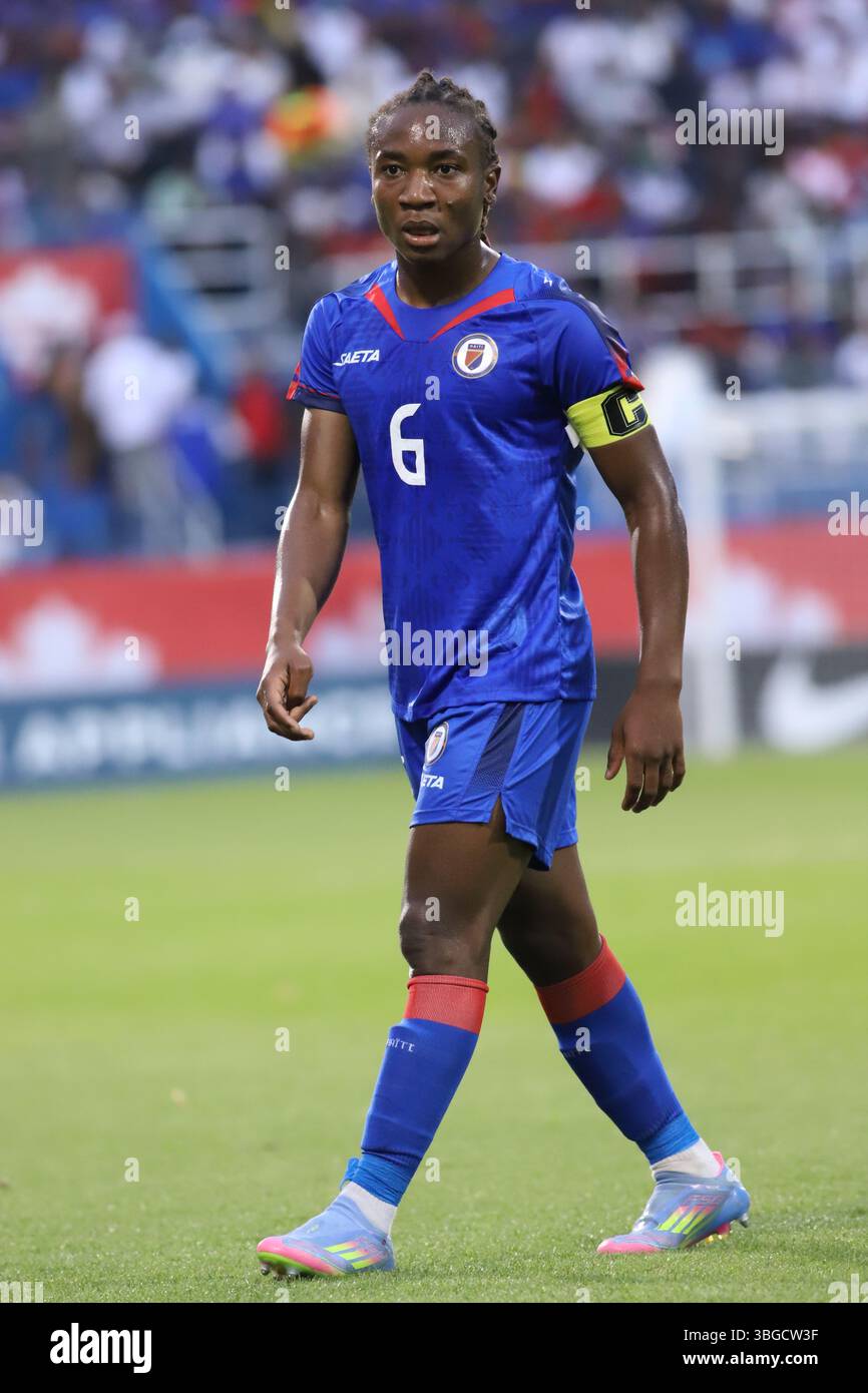 Melchie Dumornay #6 of Haiti runs during the Women's International Friendly match between Canada ...