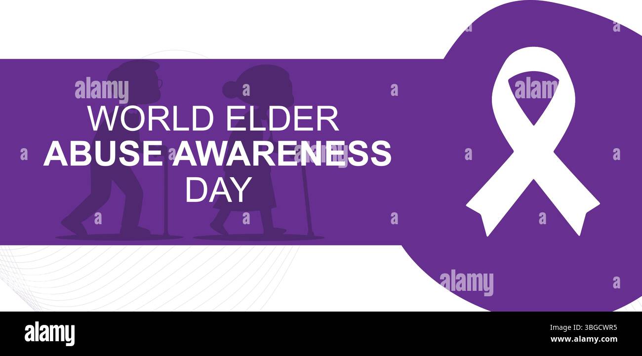 Banner for World Elder Abuse Awareness with Purple Ribbon Stock Vector ...