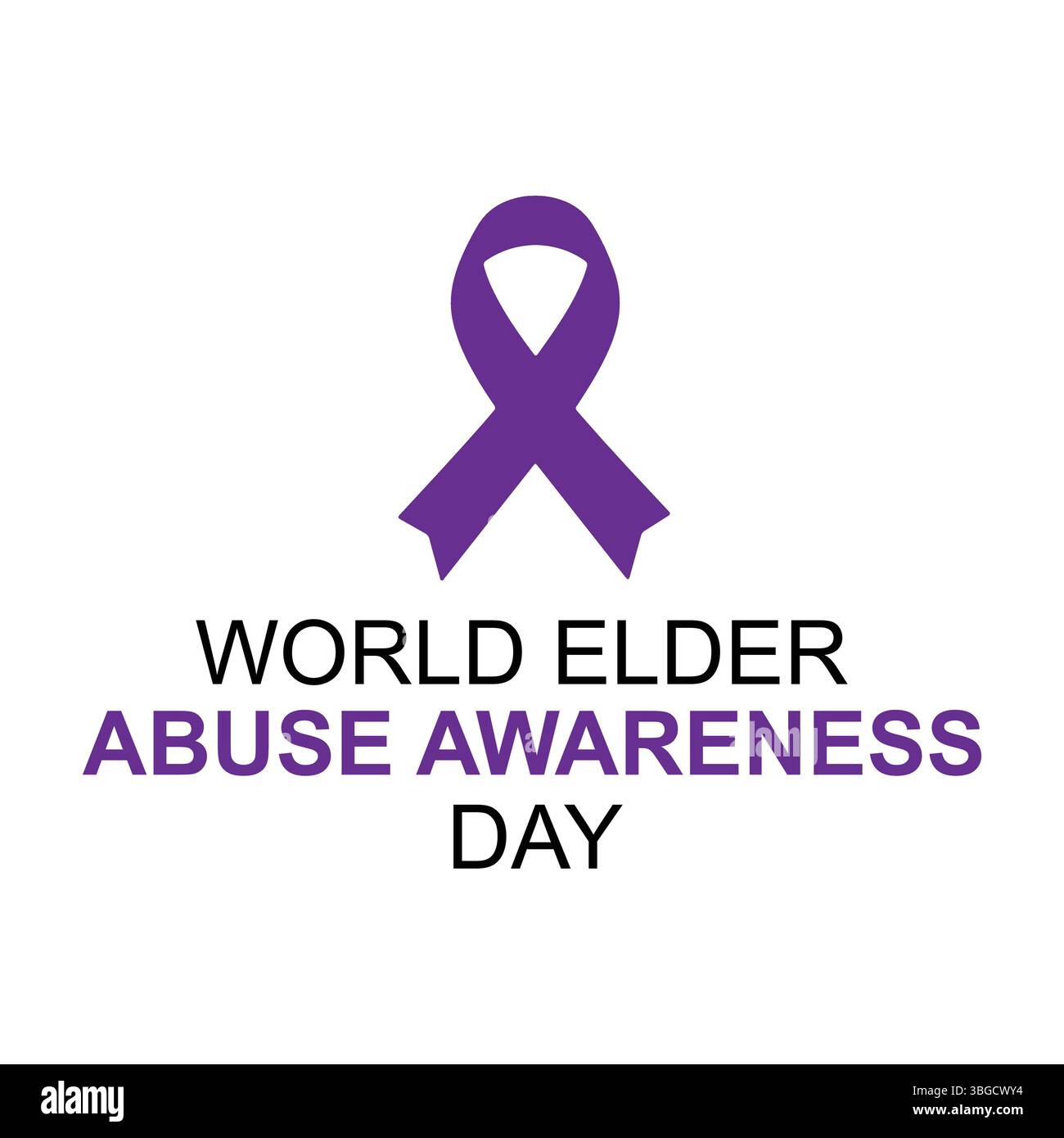 Minimalist Elder Abuse Awareness Day Poster with Purple Ribbon Stock ...