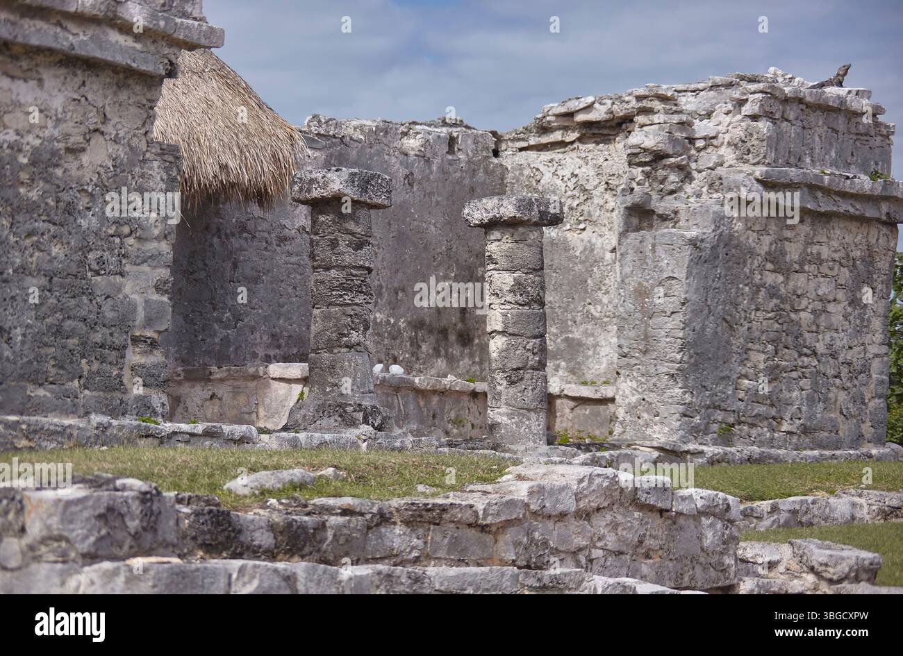 Ancient mayan ruins showing crumbling walls and columns in tulum ...