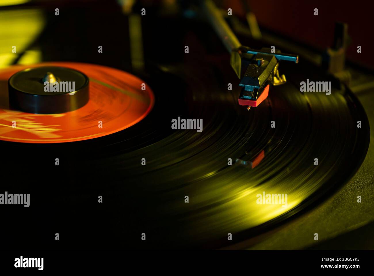 Vintage vinyl record spinning under hi-res stock photography and images ...