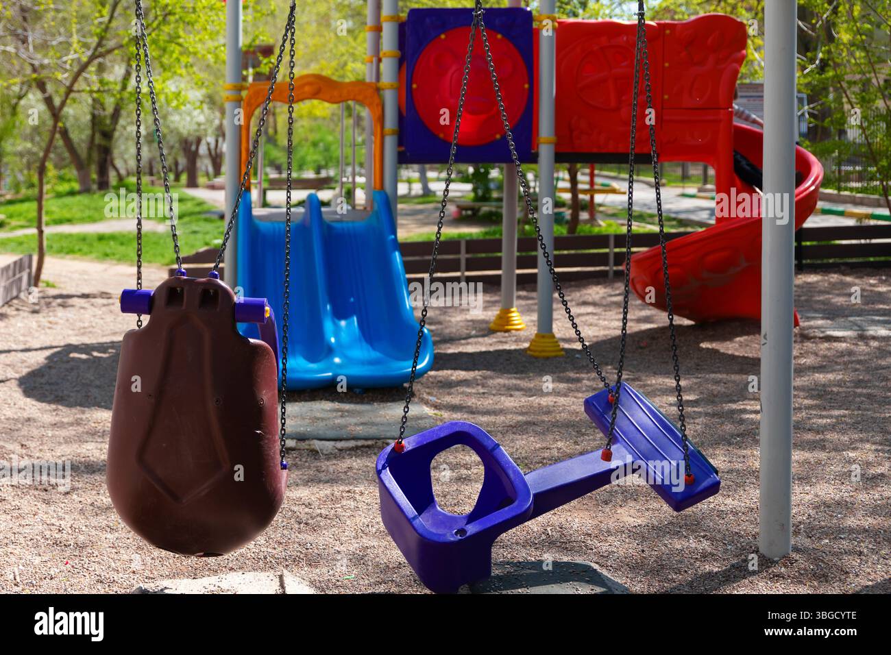 Vibrant playground featuring colorful structures hi-res stock ...