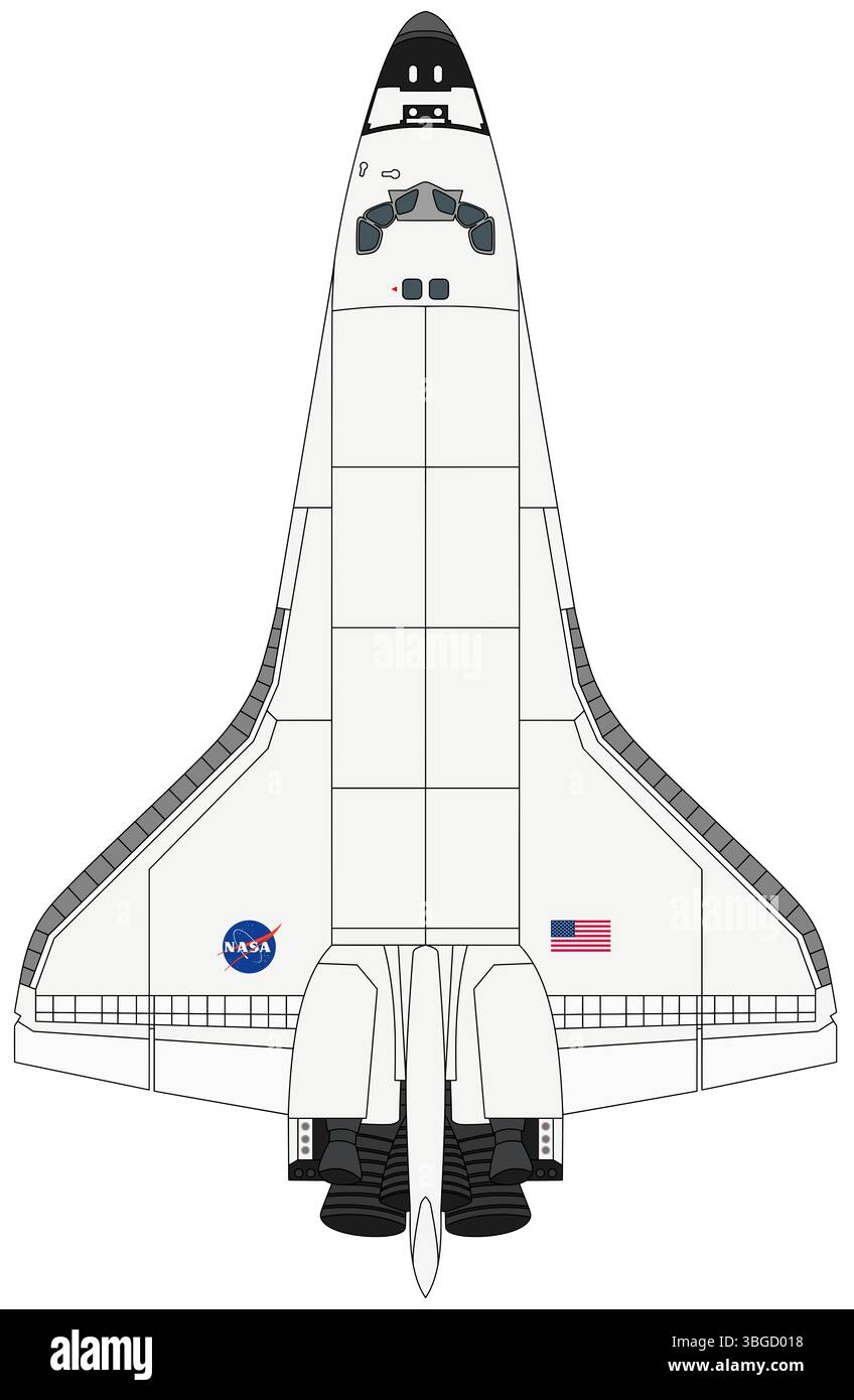 Space shuttle illustration on white background Stock Photo - Alamy