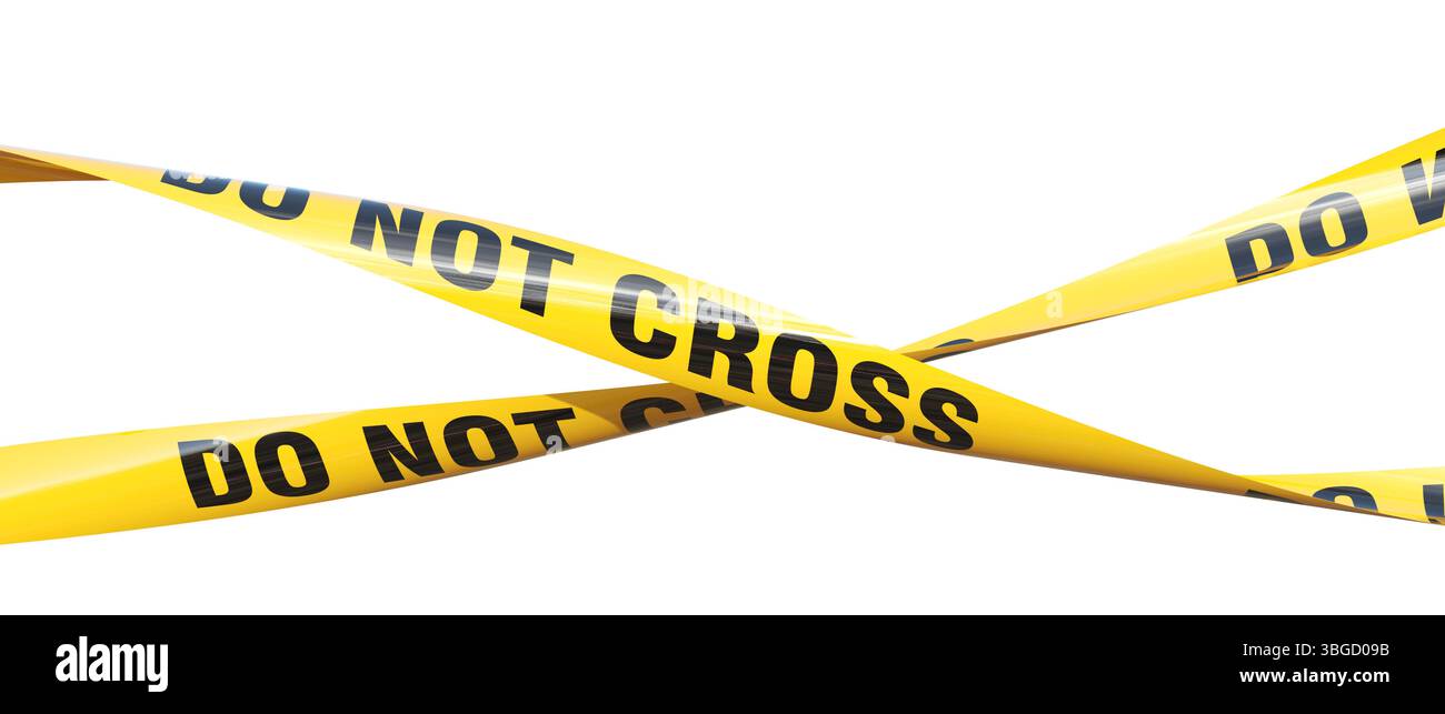 yellow do not cross tapes crossing each other isolated 3d Stock Photo ...