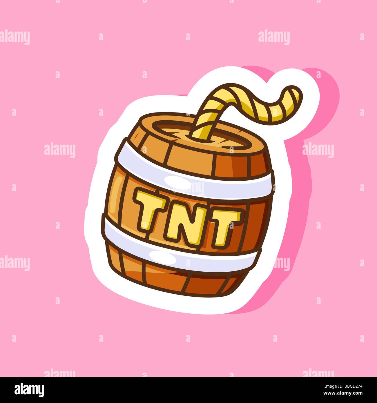 Cartoon Dynamite Barrel Sticker Vector Illustration Stock Vector Image ...