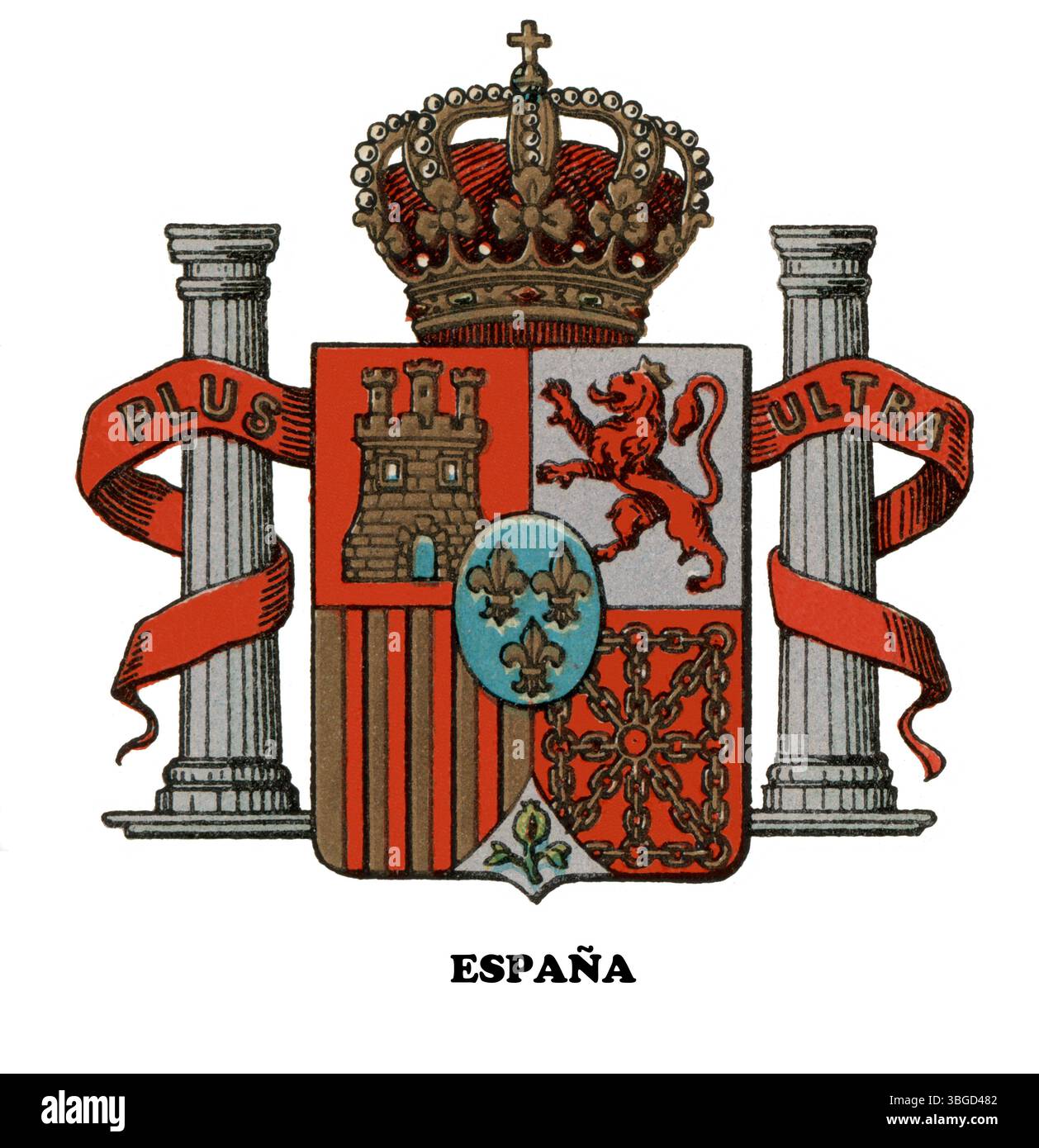 Heráldica. Escudo de España. Grabado de 1900 Stock Photo - Alamy