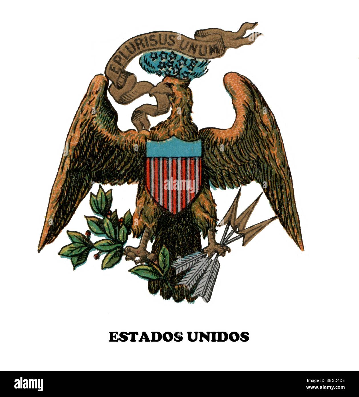 Heráldica. Escudo de Estados Unidos. Grabado de 1900 Stock Photo - Alamy