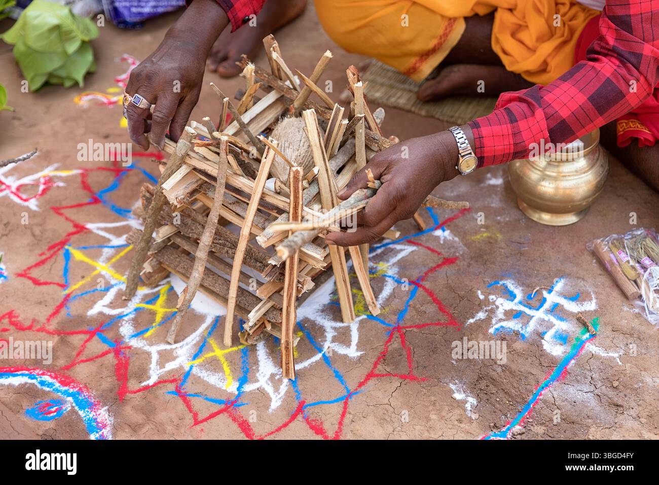 Preparations for traditional wedding of gadhava tribe in a remote ...
