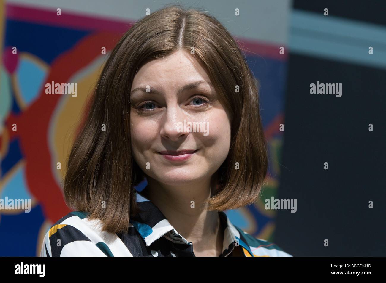 Turin, Italy. 16th May 2025. Finnish writer Iida Turpeinen is guest of ...