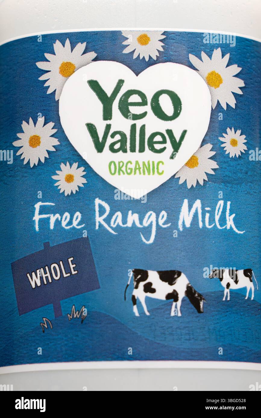 Yeo Valley organic milk label Stock Photo - Alamy