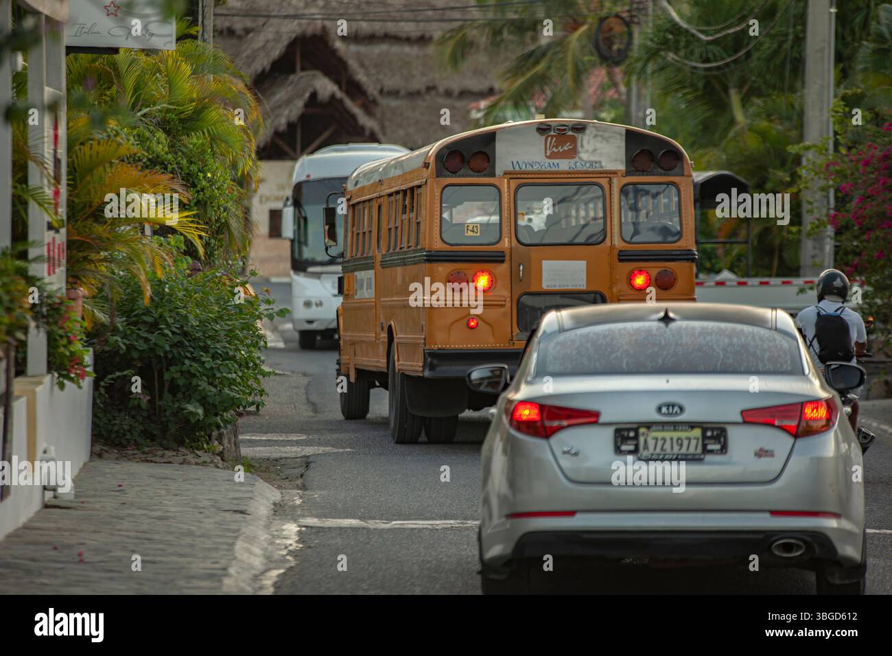 Bayahibe, Dominican Republic 1 January 2025: Yellow school bus driving ...
