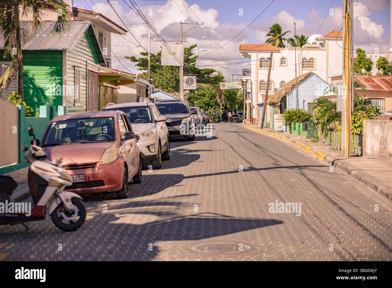 Bayahibe, Dominican Republic 1 January 2025: Parked cars lining a ...