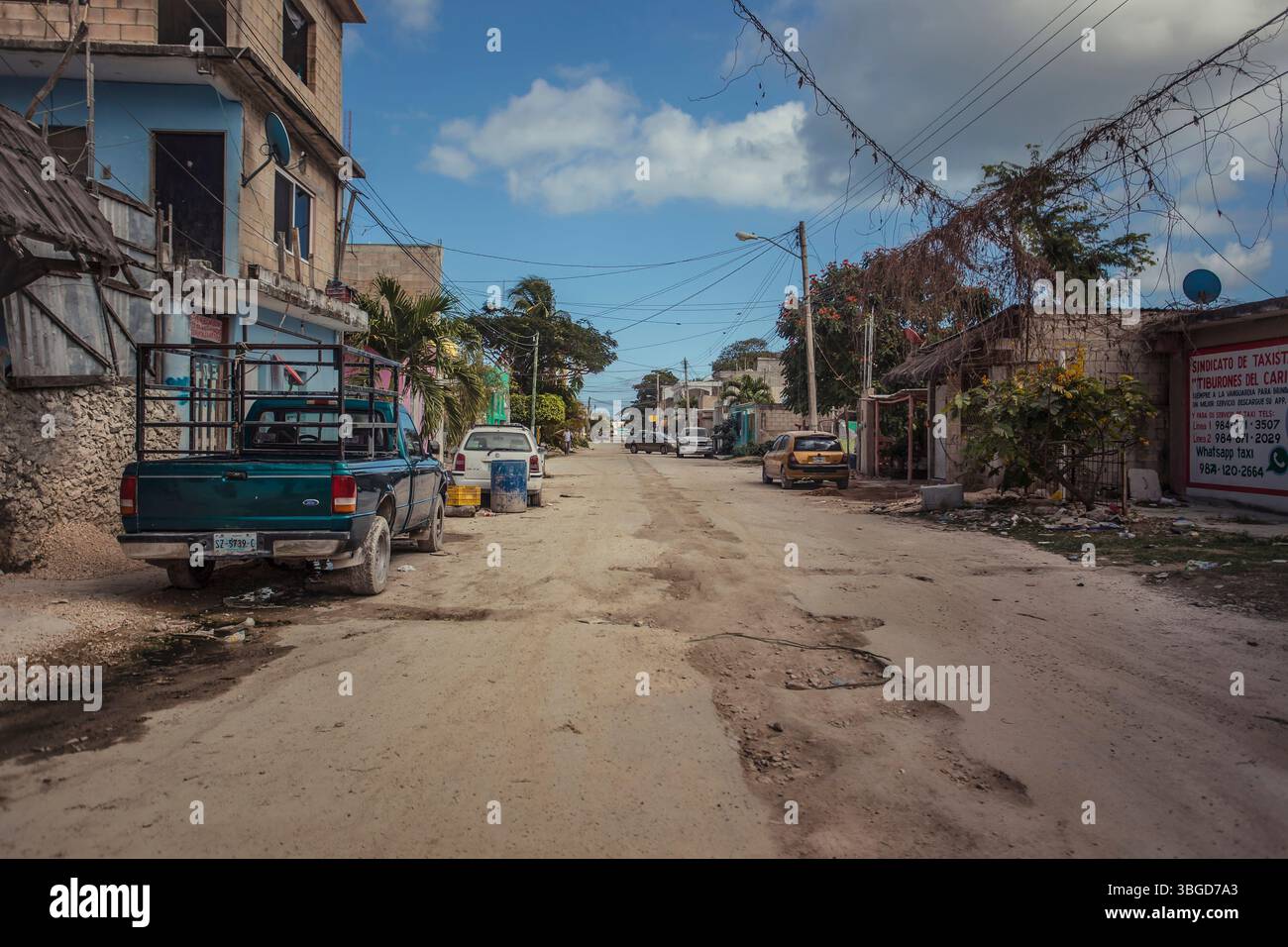 Tulum, Mexico 1 January 2025: A dilapidated street scene in tulum ...