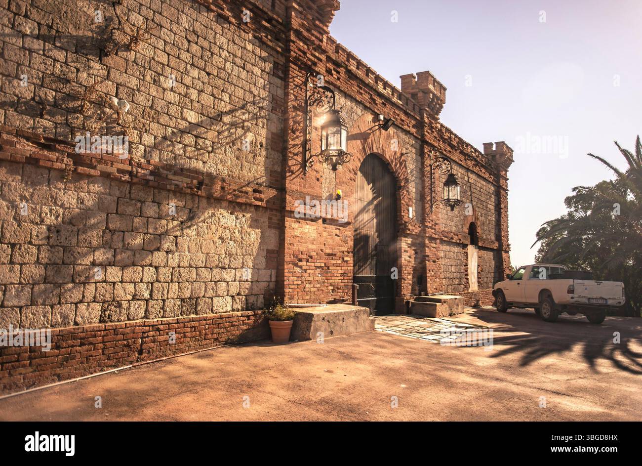 Falconara, Italy 1 January 2025: Sunlight illuminating falconara castle ...