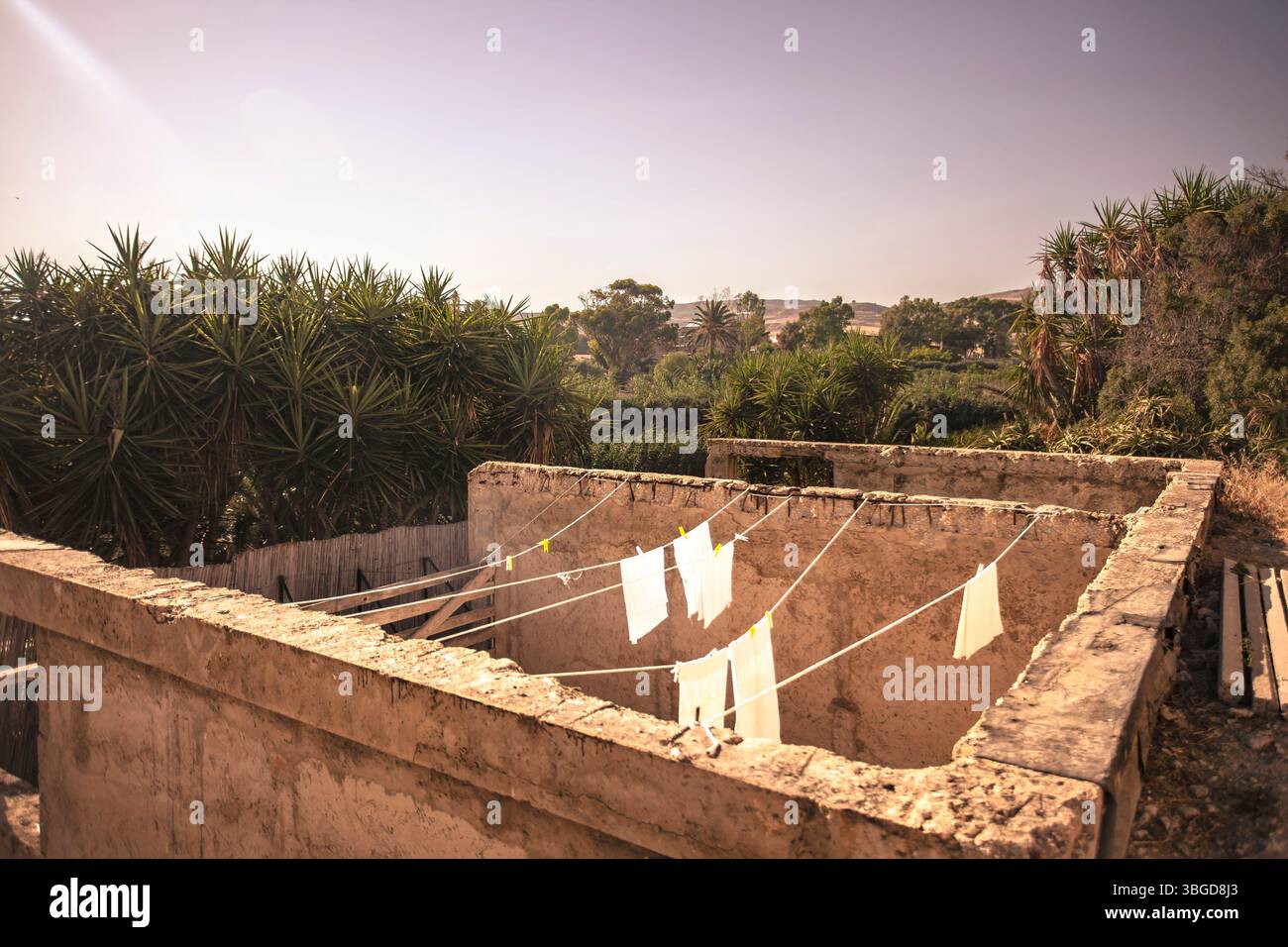 Falconara, Italy 1 January 2025: White laundry hanging to dry in the ...