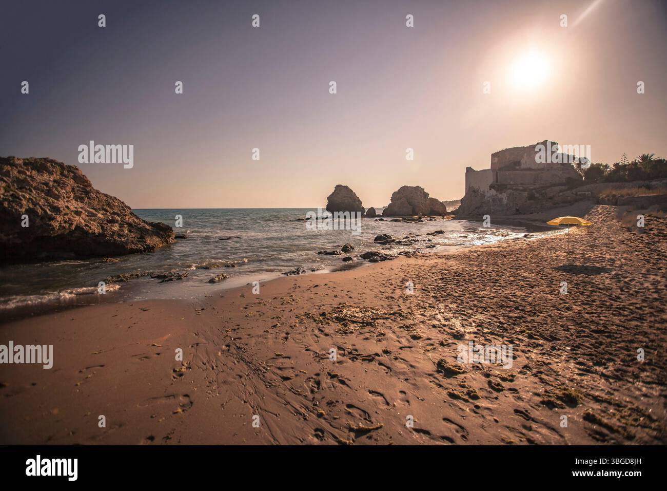 Falconara, Italy 1 January 2025: Falconara castle stands on a sandy ...