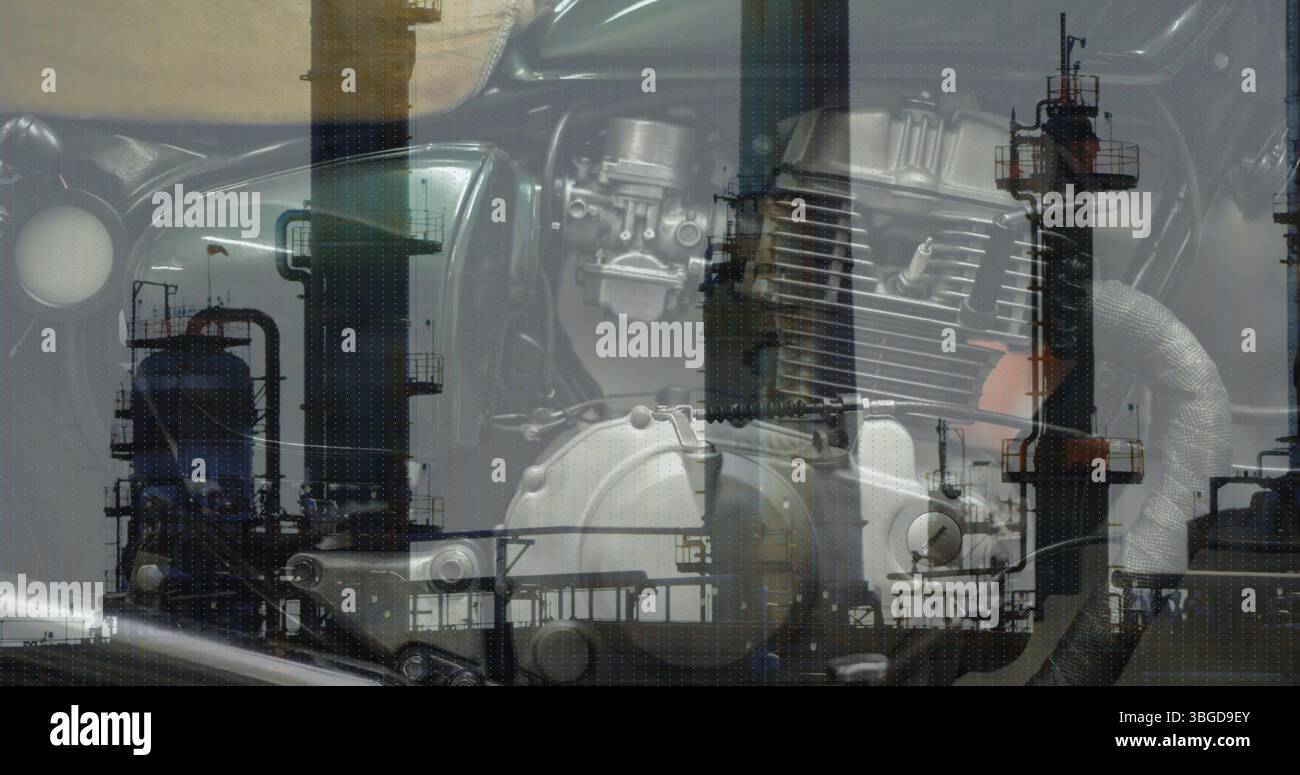 Image of refinery over car engine Stock Photo - Alamy