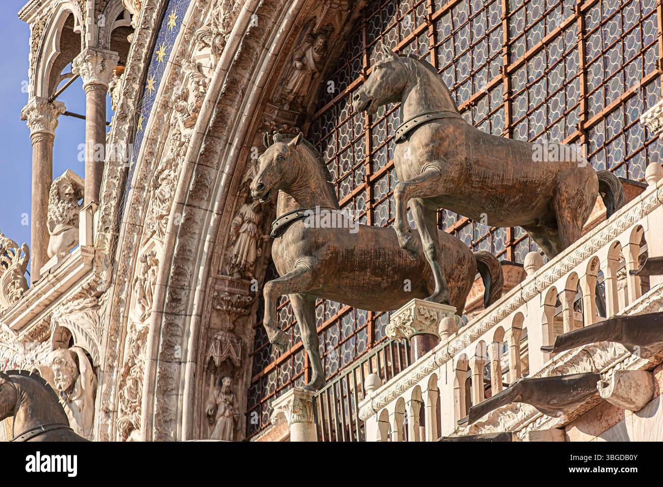 Venice, Italy 1 January 2025: Bronze horses of saint mark over main ...