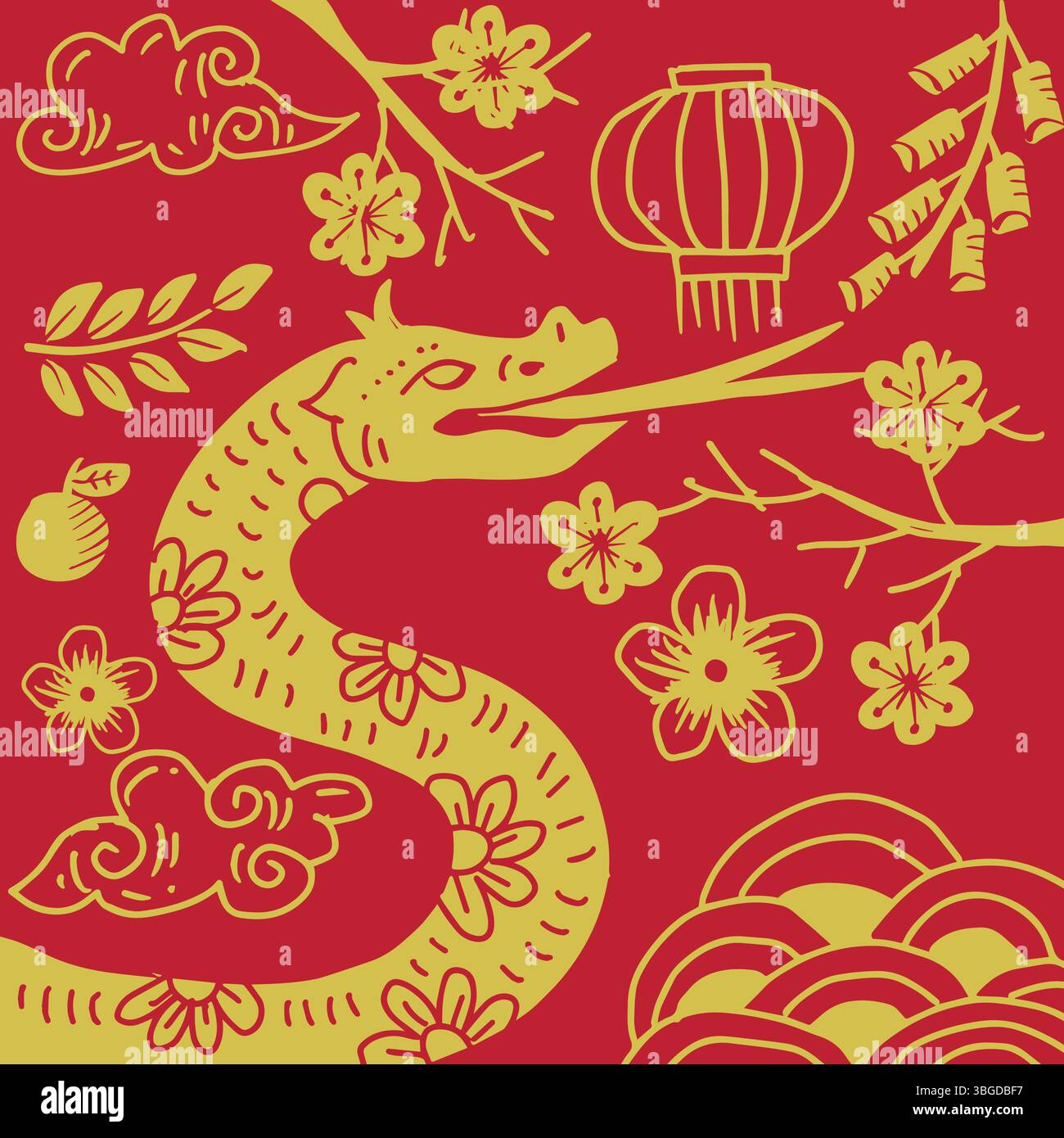 Year dragon banner plum Stock Vector Images - Alamy