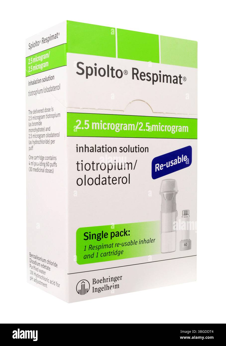 Spiolto Respimat reusable inhaler with 2.5 microgram inhalation ...