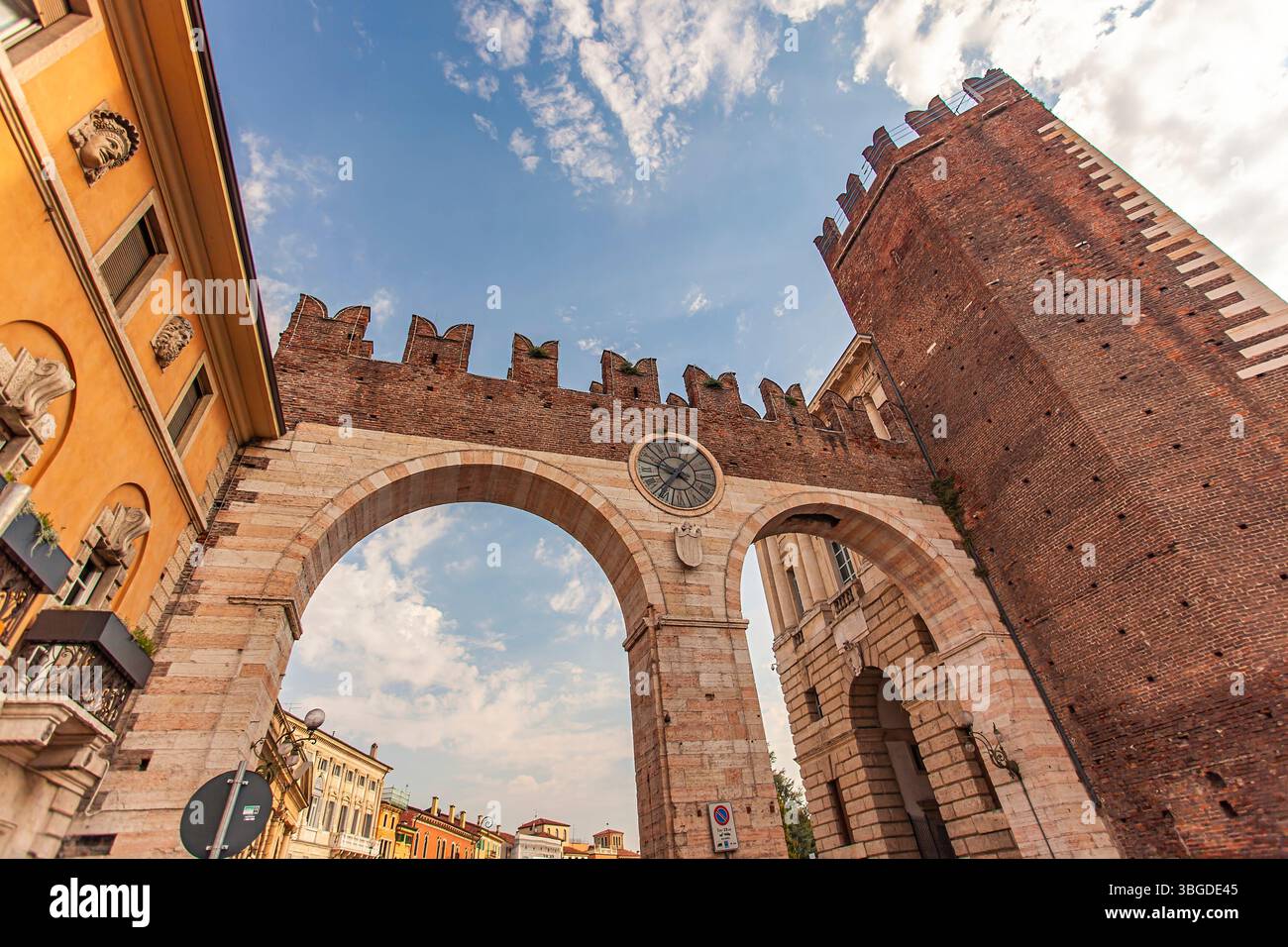 Verona, Italy 1 January 2025: Low angle view of porta nuova city gate ...
