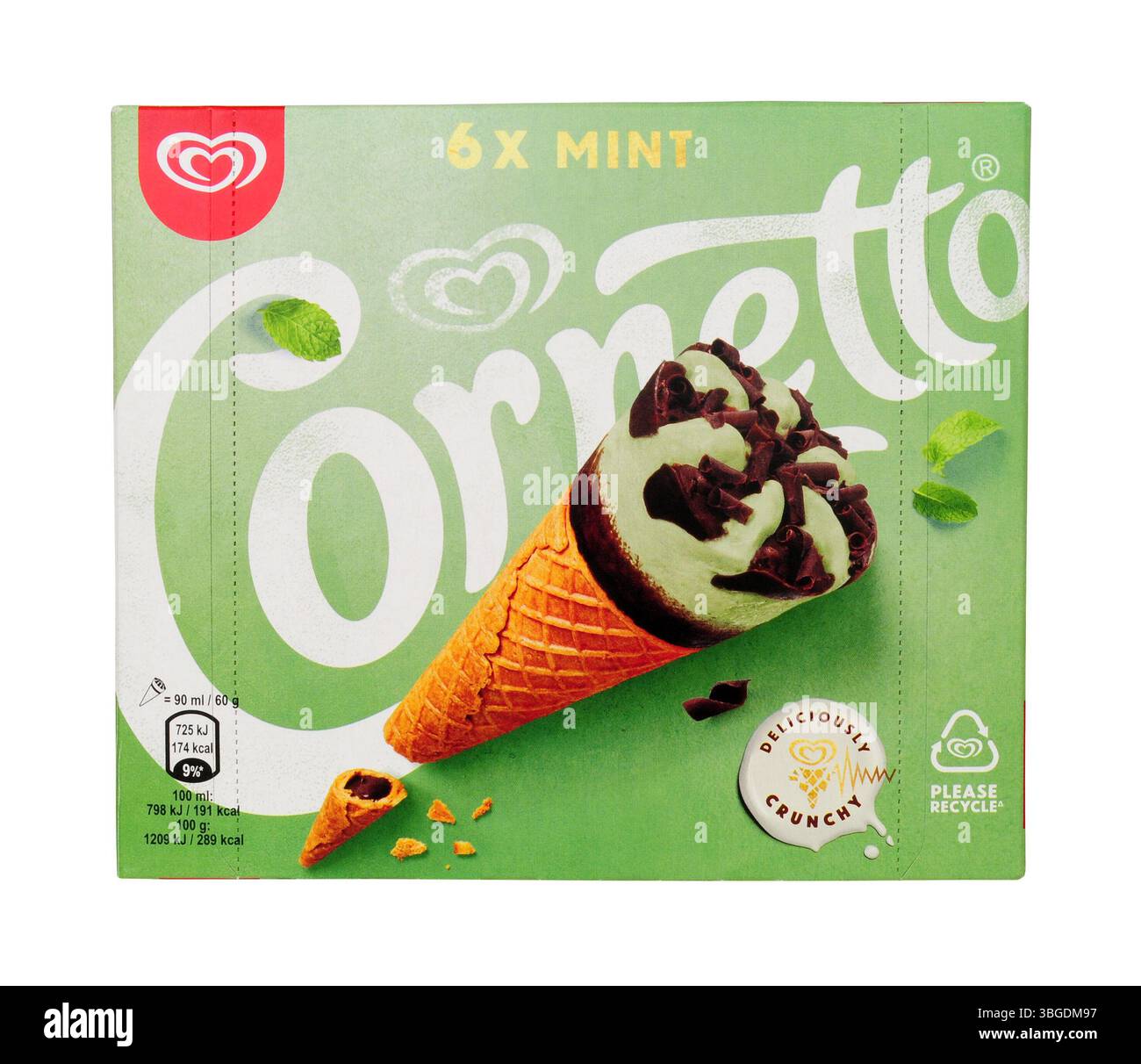 Walls mint and chocolate flavoured cornetto in a pack containing six ...