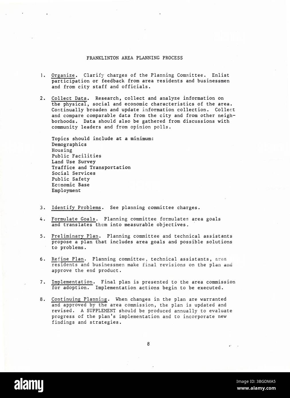 This page of the 1983 Franklinton Area Plan Supplement details the revised framework for land ...