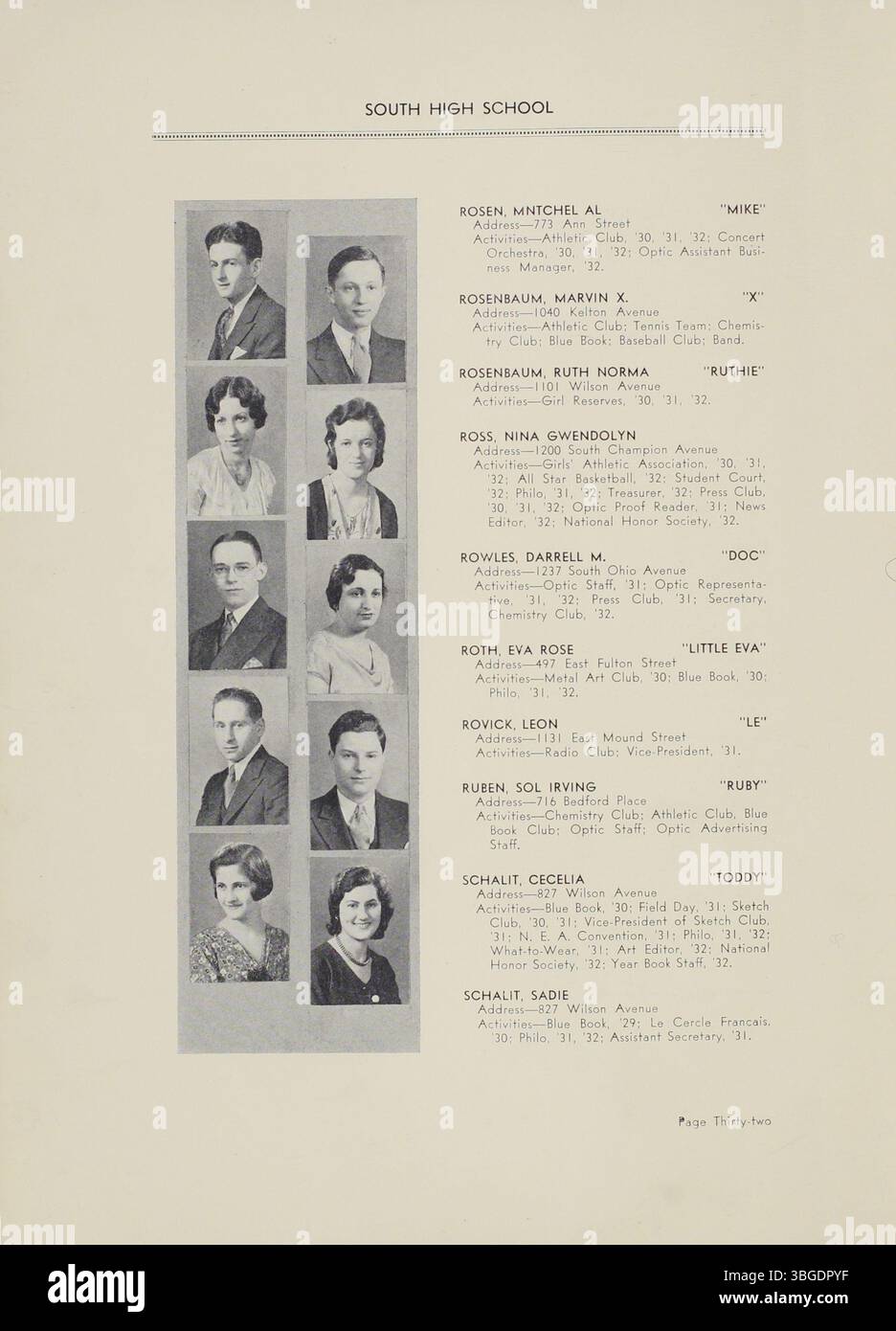 The 1932 yearbook from South High School, titled 'Senior Memory Book ...