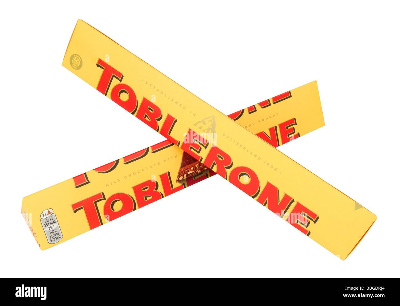 Toblerone triangular Swiss milk chocolate bars with honey and almond ...