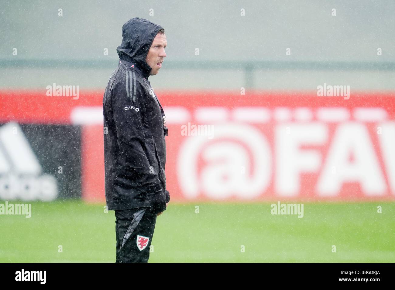 Wales head coach Craig Bellamy during a training session at the Vale ...