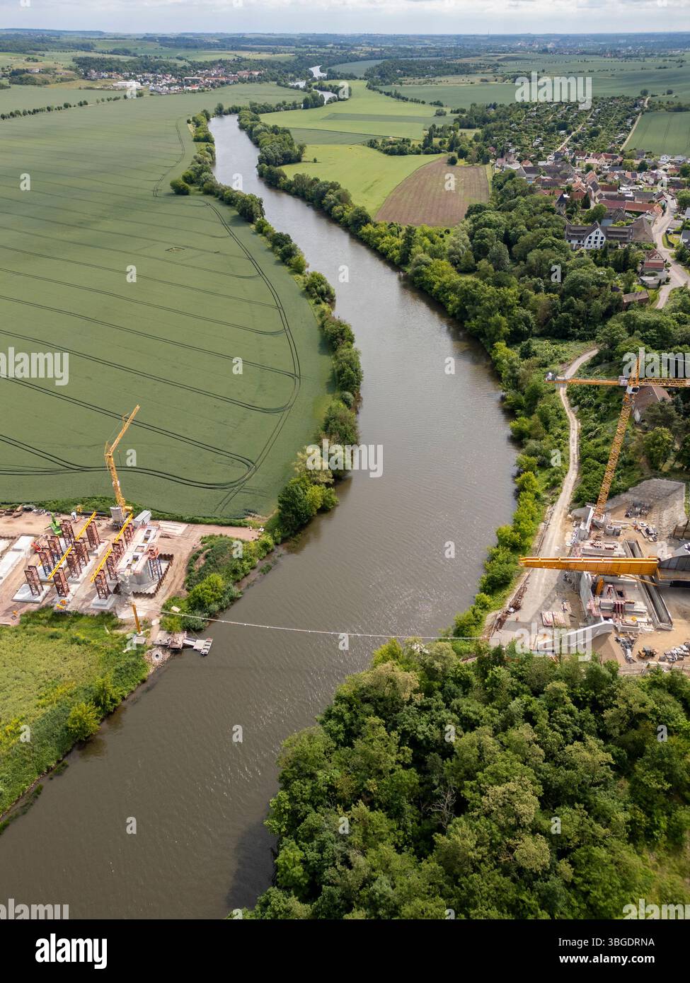 05 June 2025, Saxony-Anhalt, Salzmünde: View of the construction site ...