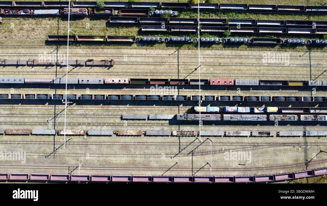 Aerial View of a Freight Rail Yard in Operation Stock Photo - Alamy