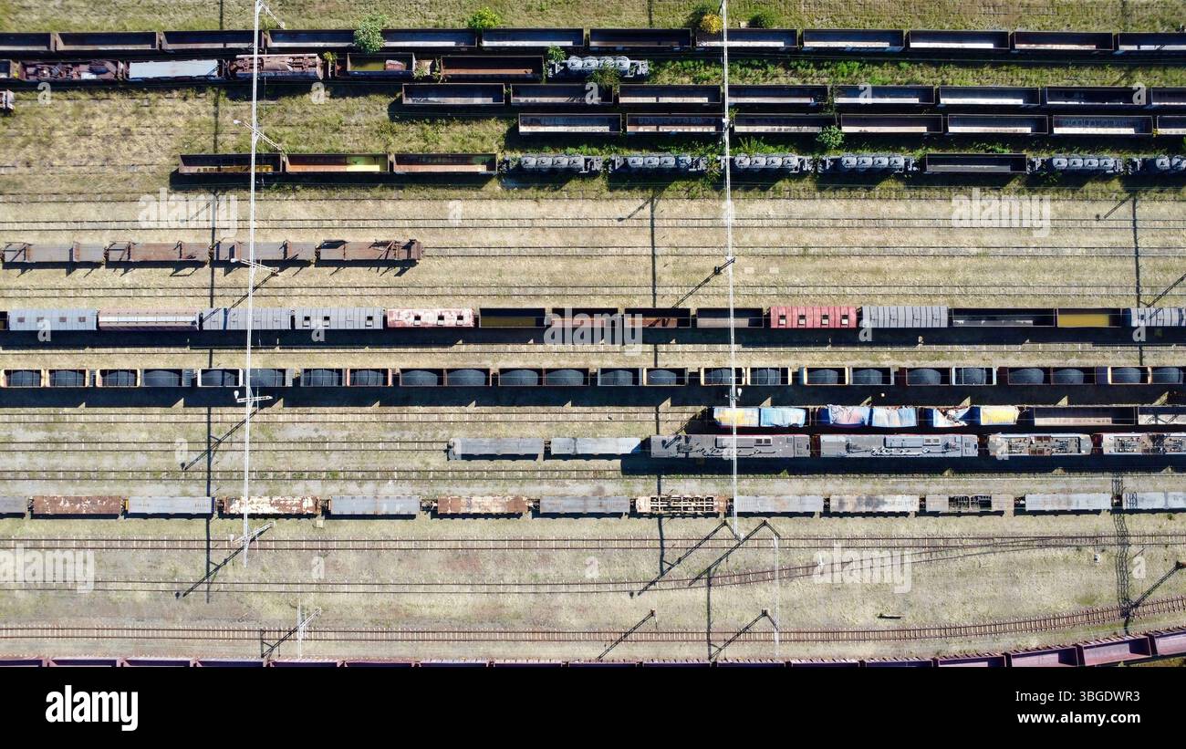 Aerial View of a Freight Rail Yard in Operation Stock Photo - Alamy