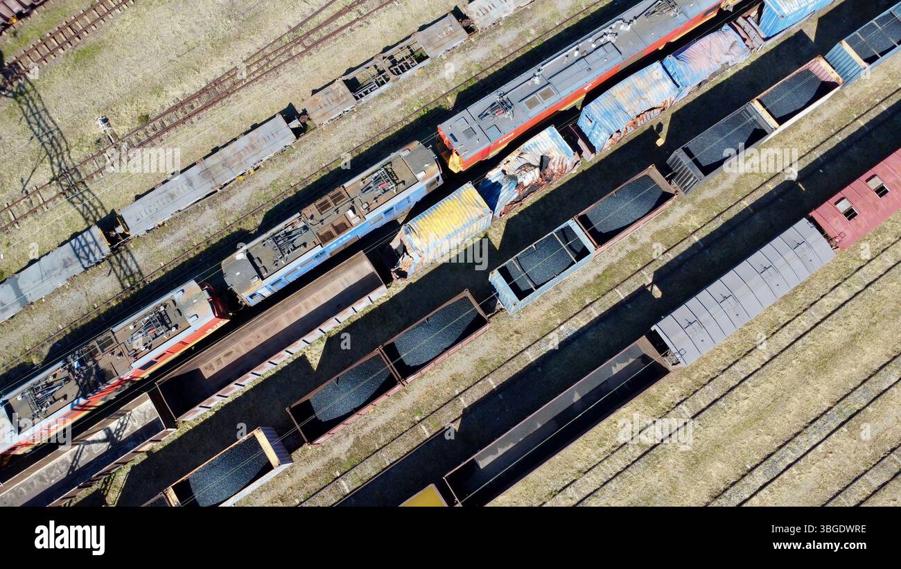 Aerial View of a Freight Rail Yard in Operation Stock Photo - Alamy