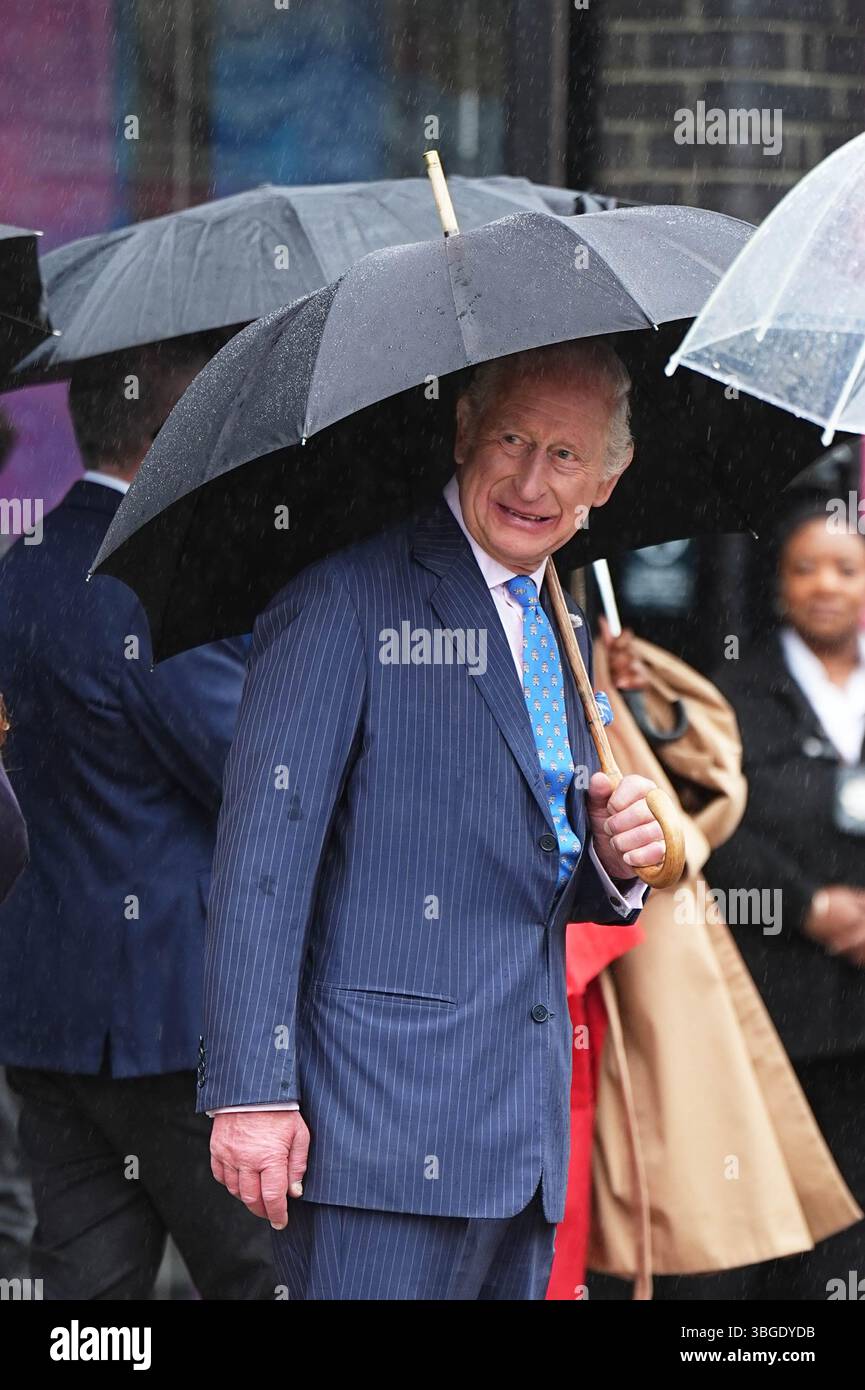 King Charles III during a visit to Old Spitalfields Market, east London ...
