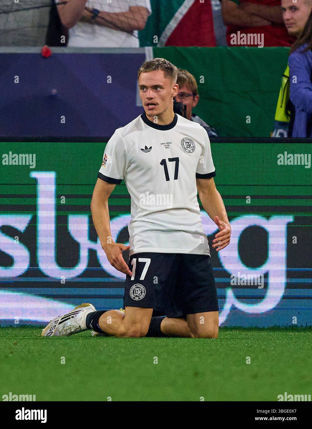 Florian Wirtz, Nr. 17 DFB celebrates his 1-0 goal, happy, laugh ...