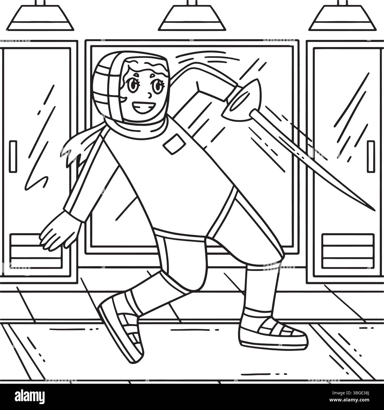 Fencing Female Fencer Disengaging Coloring Page Stock Vector Image ...