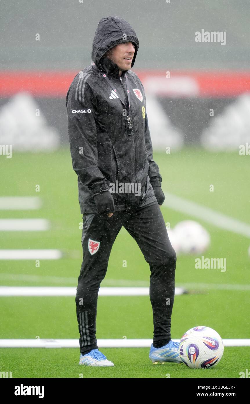 Wales head coach Craig Bellamy during a training session at the Vale ...