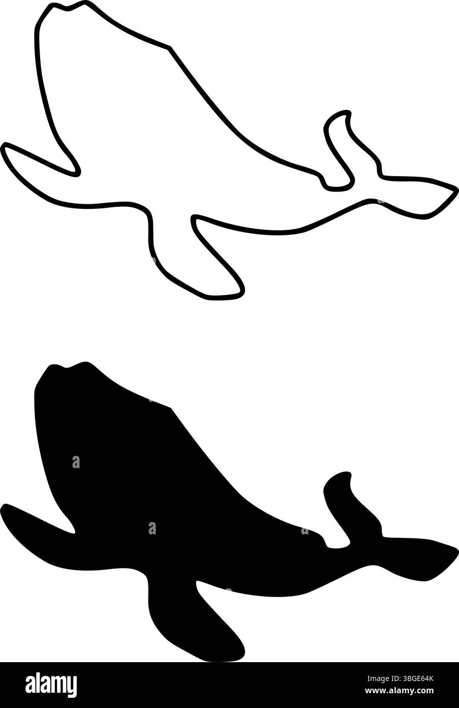 Blue whale silhouette, aquatic animal vector graphic, Fish logo, ocean ...