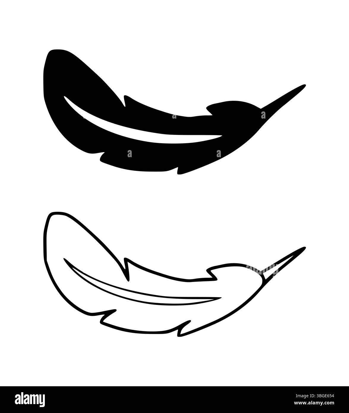 Quill silhouette collection, quill pen hand-drawn vector illustration ...