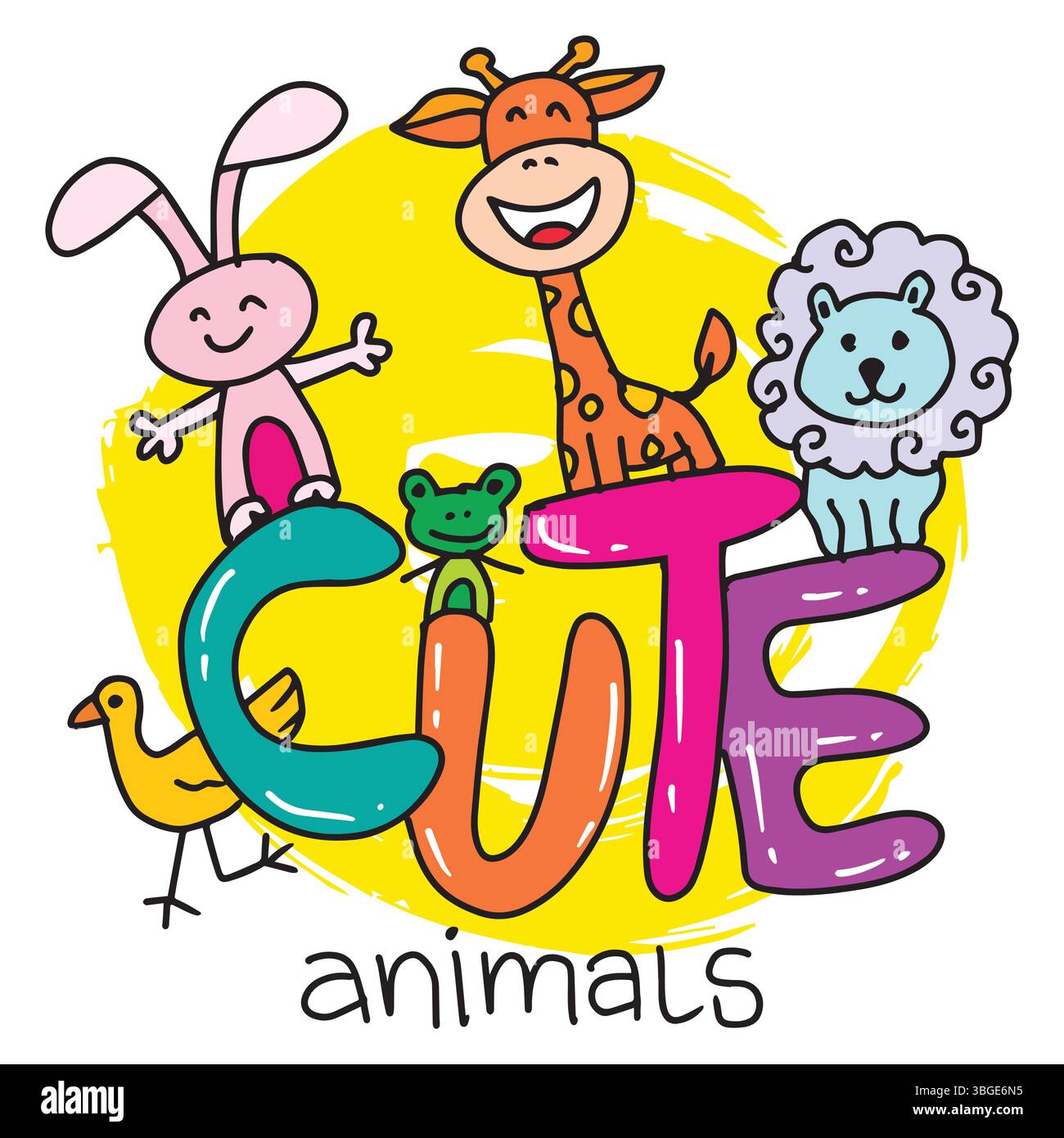 Animals with the word cute animals Stock Vector Image & Art - Alamy