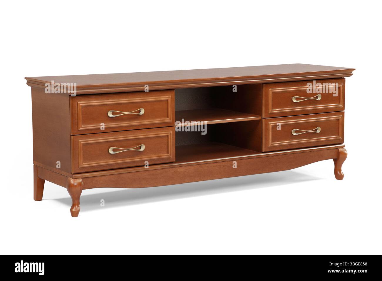 classic TV table wood on white background . corner view Stock Photo - Alamy