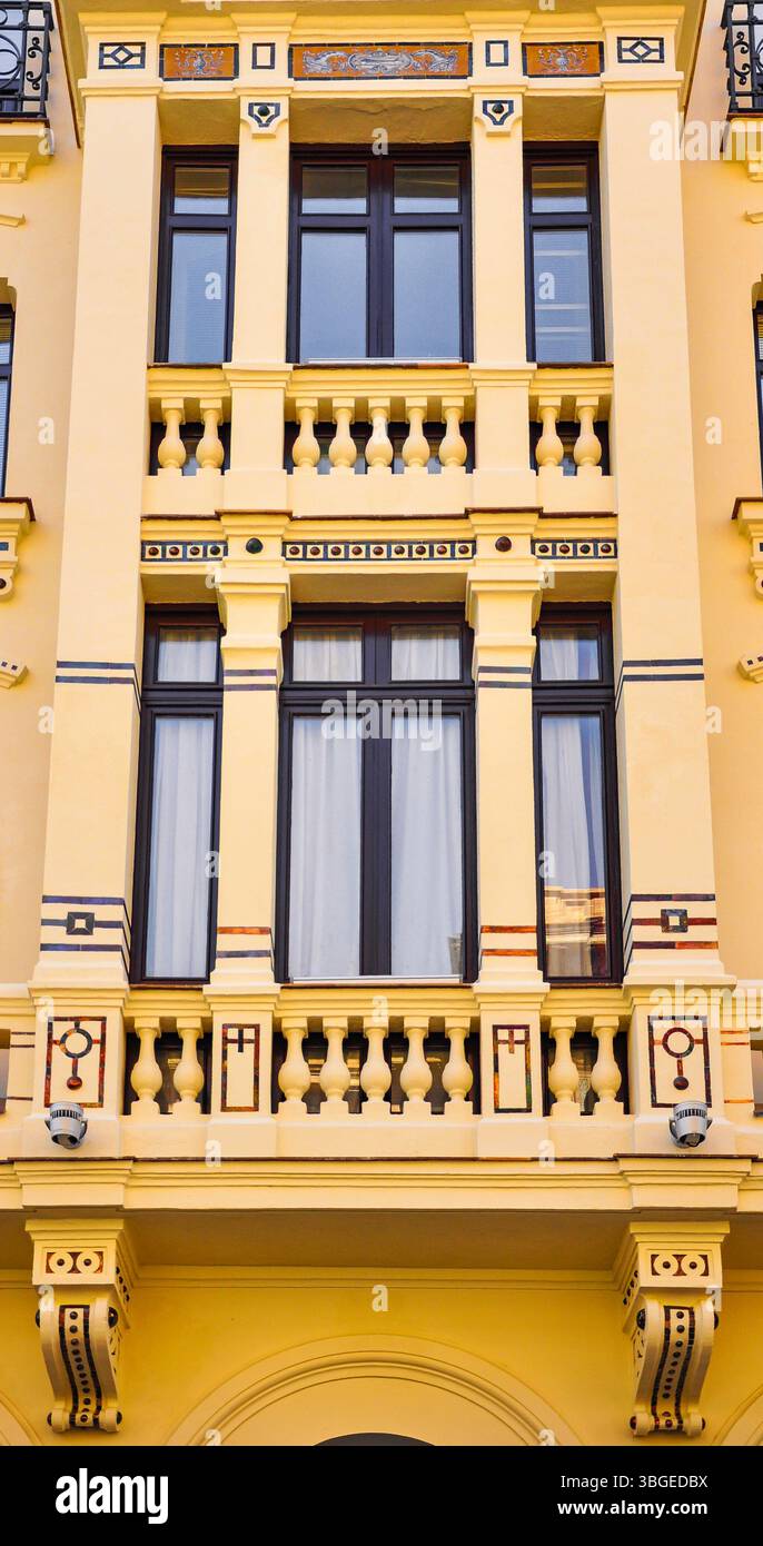 Elegant Historic Building in Seville with Twin Balconies, Spain Stock ...