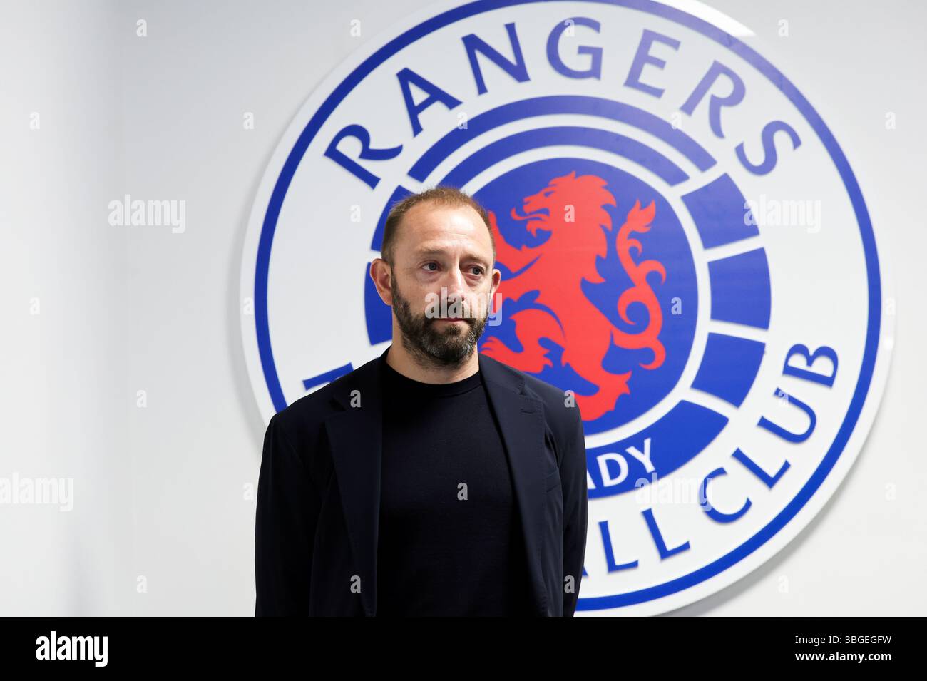 Rangers assistant manager Matthew Gill looks on during a press ...