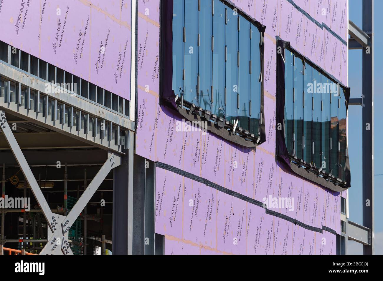 Radcliffe civic hub construction site, building envelope, weather ...