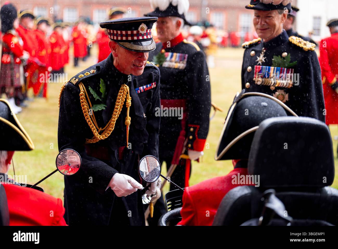 The Duke of Edinburgh speaks to Chelsea Pensioners during the Royal ...