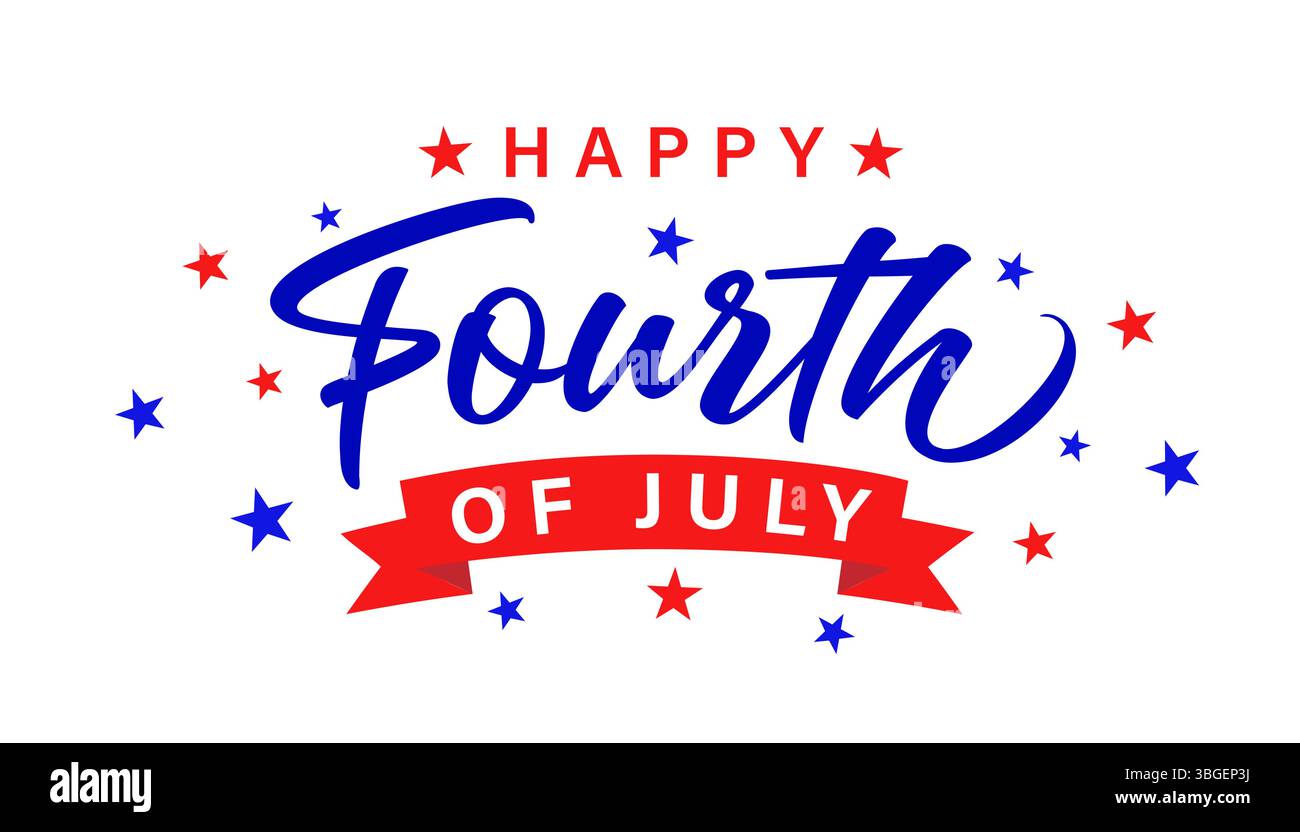 Happy Fourth of July creative lettering 2025 clipart. Happy 4th of July ...