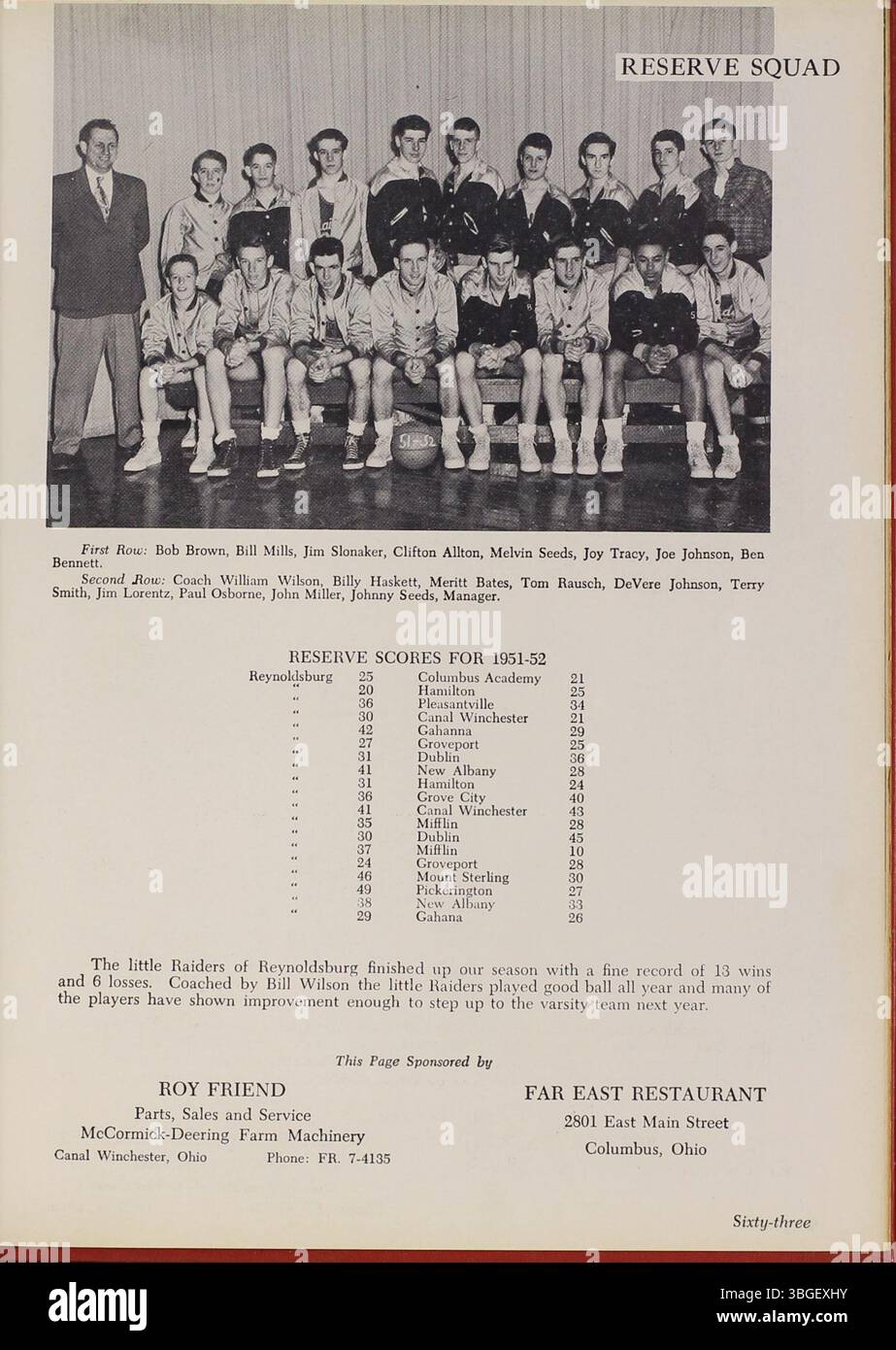 The 1952 Reynoldsburg High School yearbook, 'Reynolian,' highlights the ...